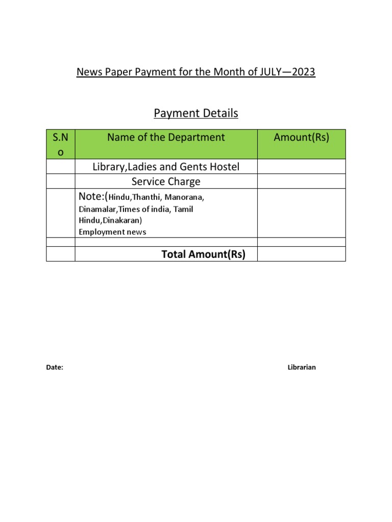 Newspaper Payment Formate | PDF
