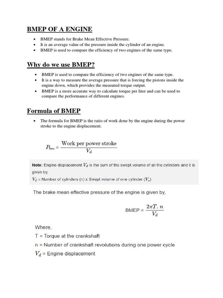 Bmep of A Engine | PDF
