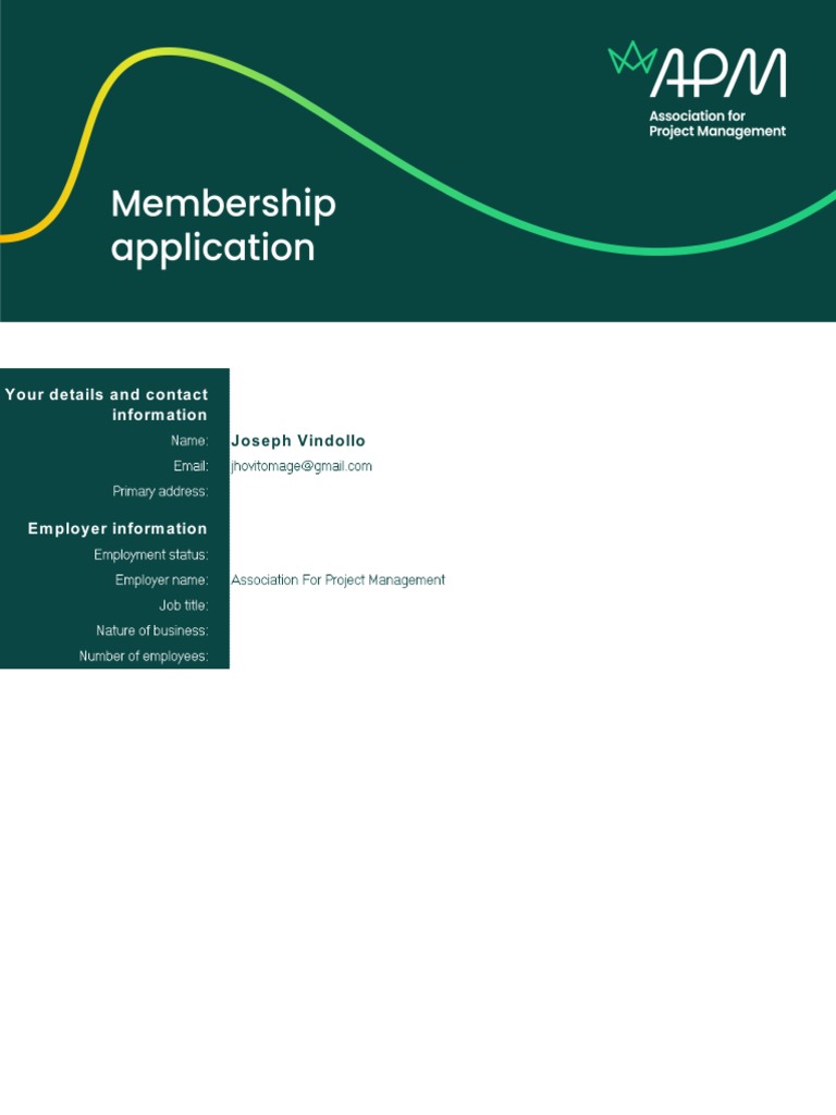 APM Membership Application 2023-06-06 | PDF