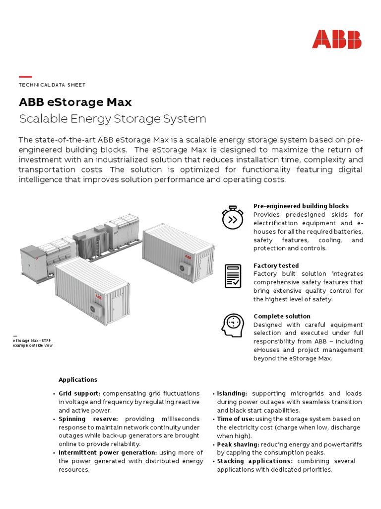 Abb Estorage Max: Scalable Energy Storage System | PDF | Energy Storage ...