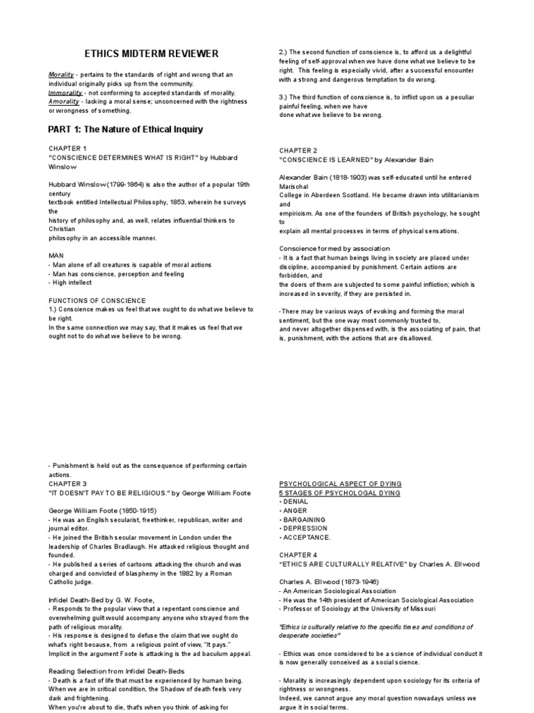 Ethics Midterm Reviewer Pt1 | PDF | Morality | Feeling
