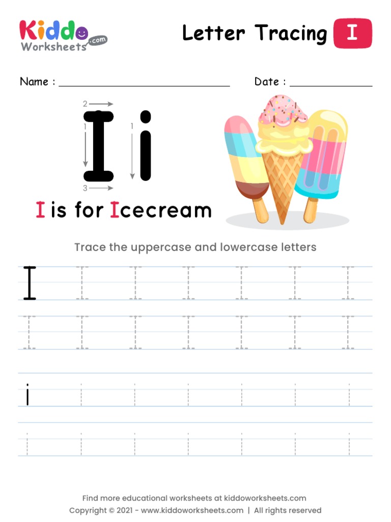 Letter Tracing Alphabet I Worksheet | PDF
