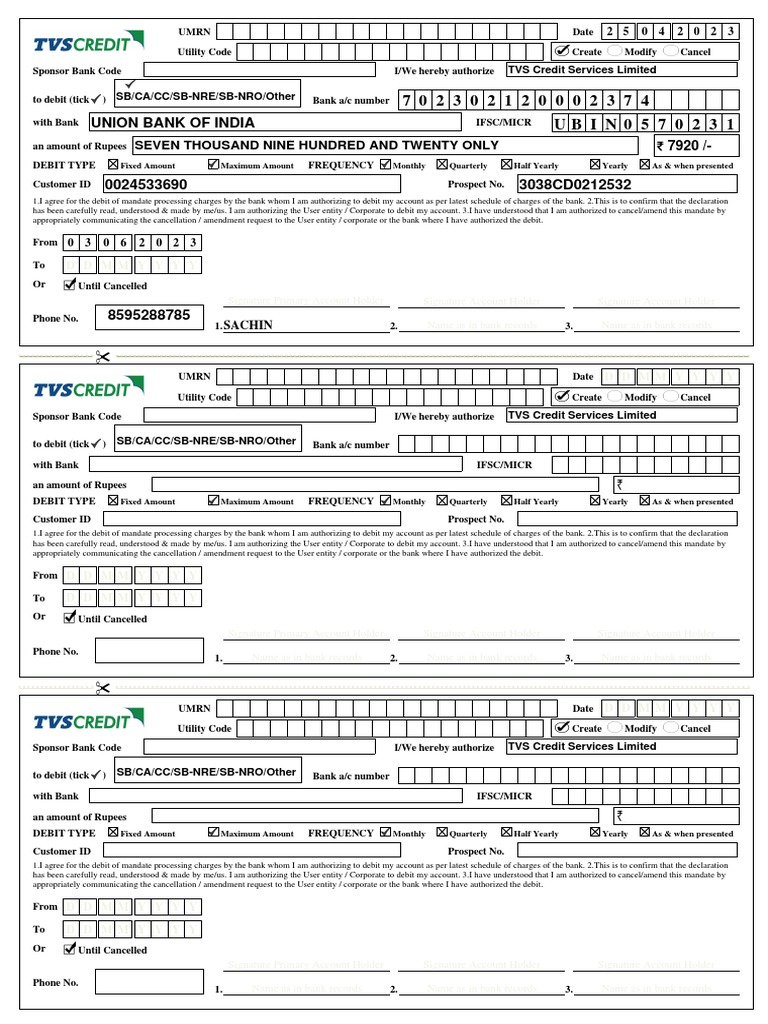 Ach Form | PDF | Finance & Money Management