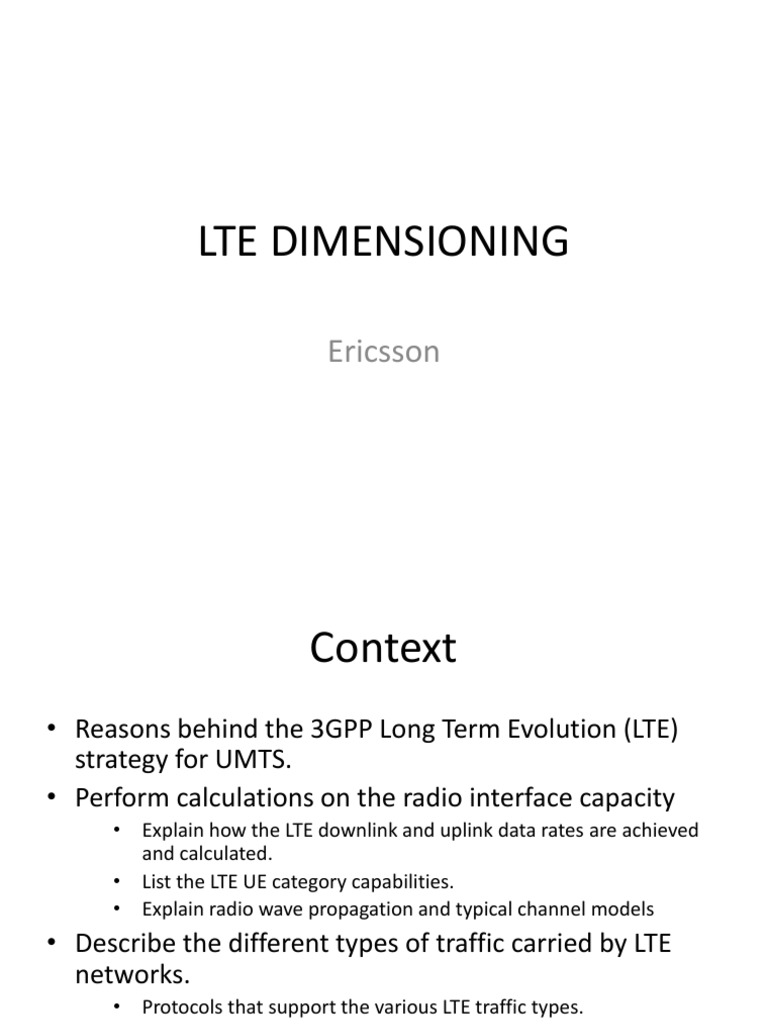 LTE Network Dimensioning Guide | PDF | High Speed Packet Access | Lte (Telecommunication)