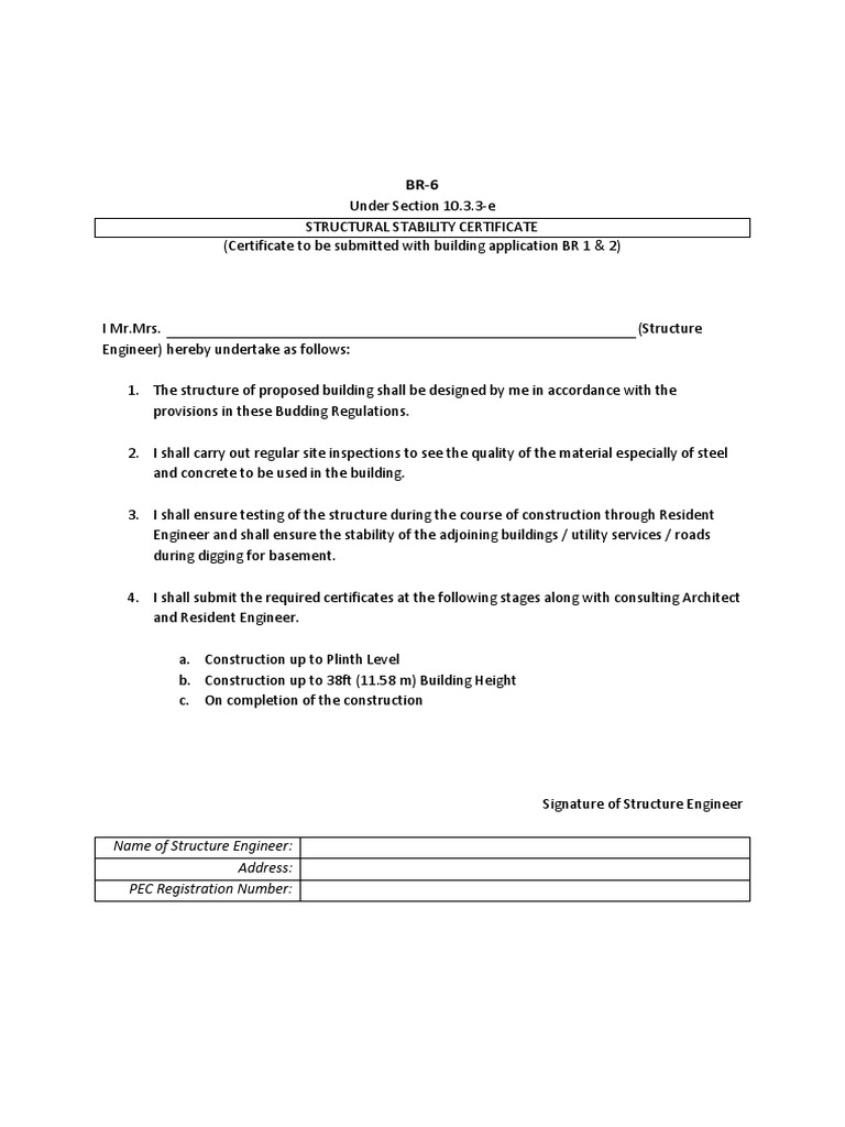Structural Stability Certificate Format | PDF | Technology & Engineering