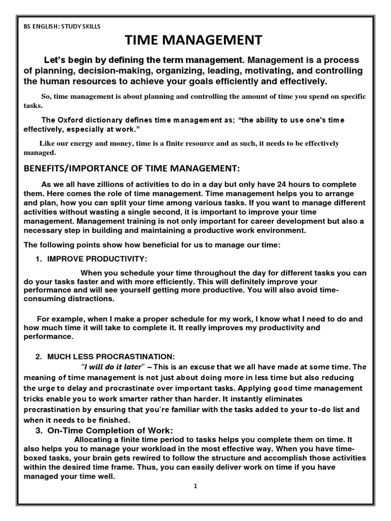 Time Management | PDF | Time Management | Professional Skills
