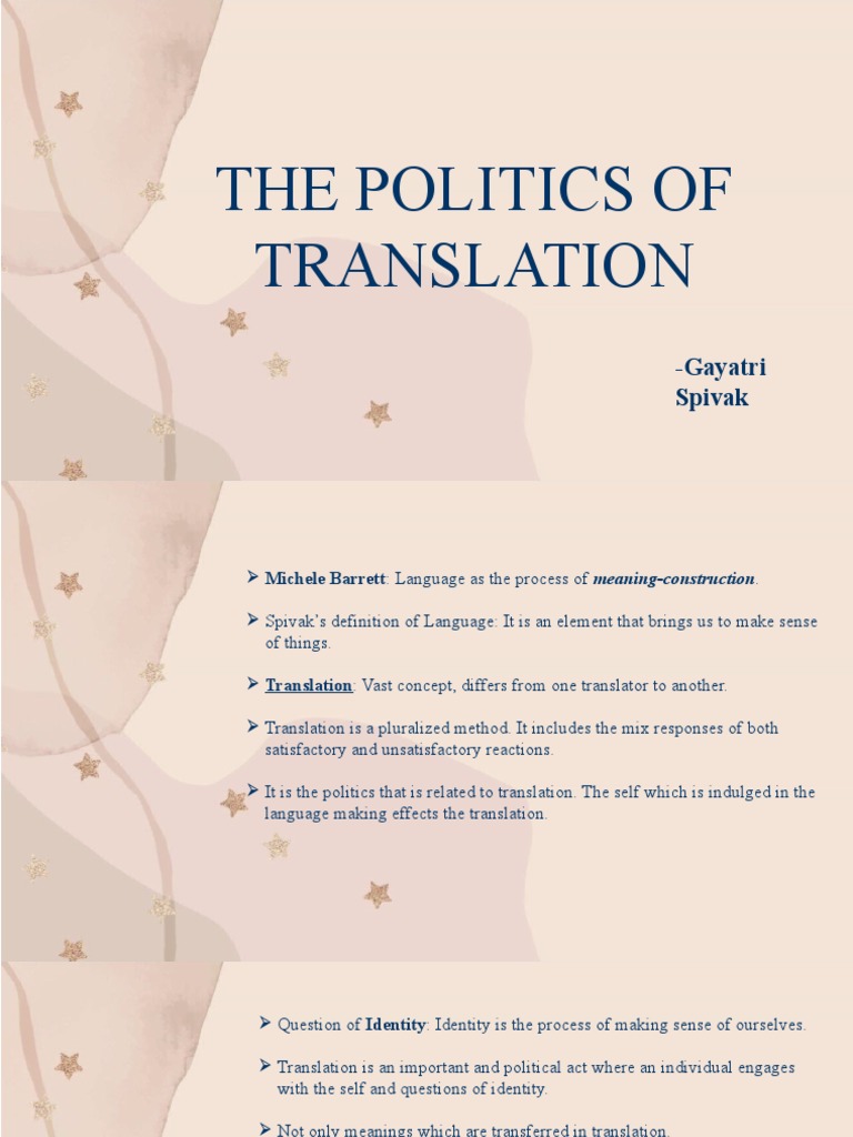 The Politics of Translation by Gayatri Spivak | PDF | Translations ...