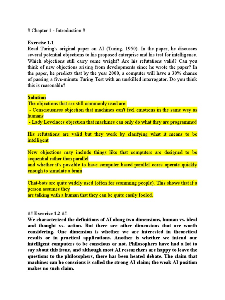 Introduction Exercise Solutions | PDF