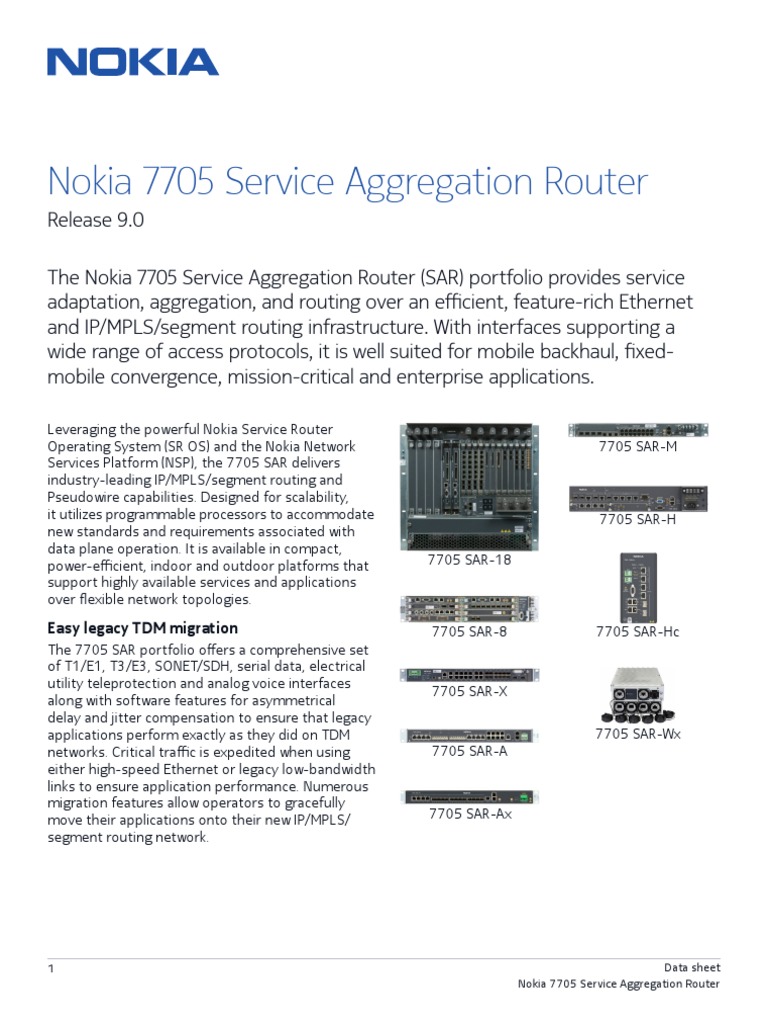 Nokia 7705 SAR Rel. 9.0 Data Sheet en | PDF | Networking ...