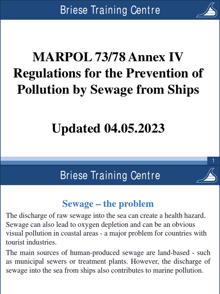 MARPOL Annex IV Sewage Discharge Rules | PDF | Sewage Treatment | Effluent