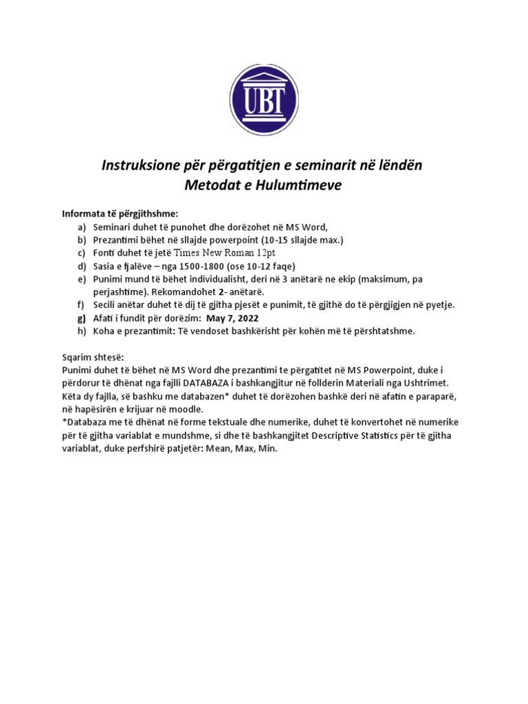 Struktura e Punimit Seminarik - M.H. 2022 | PDF