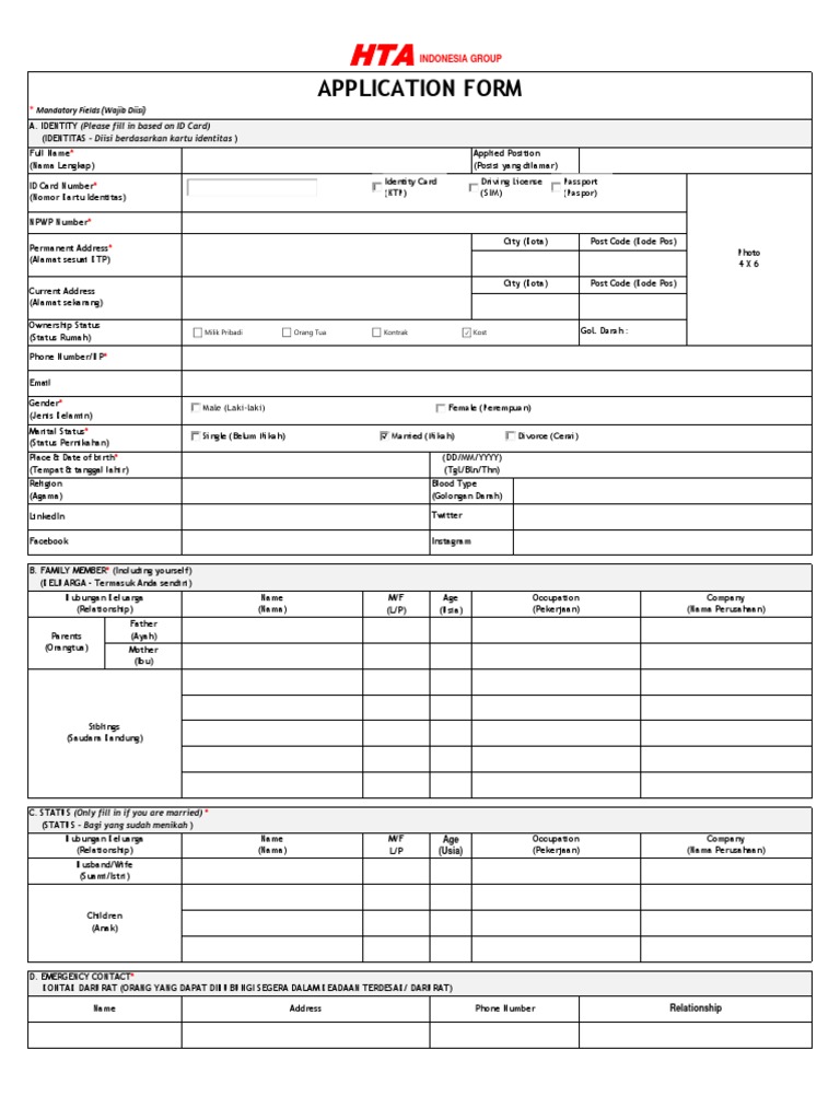 HTA Application Employee Form-1 | PDF