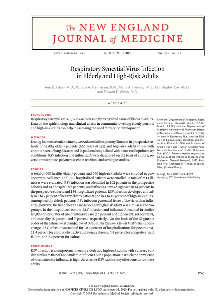 Falsey Et Walsh - 2005 - Respiratory Syncytial Virus Infection in ...