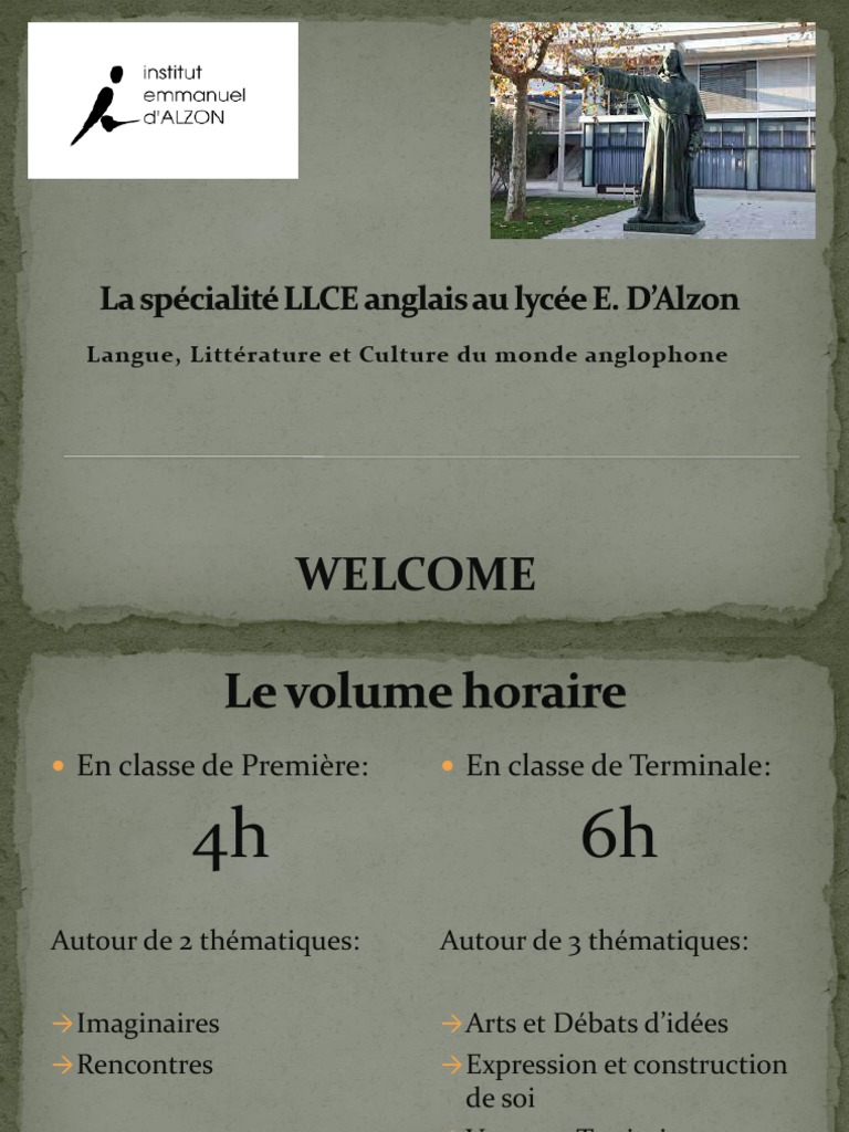 Spécialité LLCE Anglais au Lycée E. D’Alzon | PDF | Traductions ...