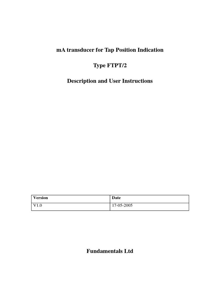 Tap Position Transducer | PDF