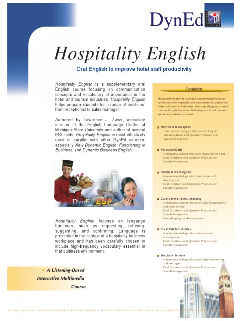 Hospitality English Leaflet | PDF | English Language | Speech Recognition