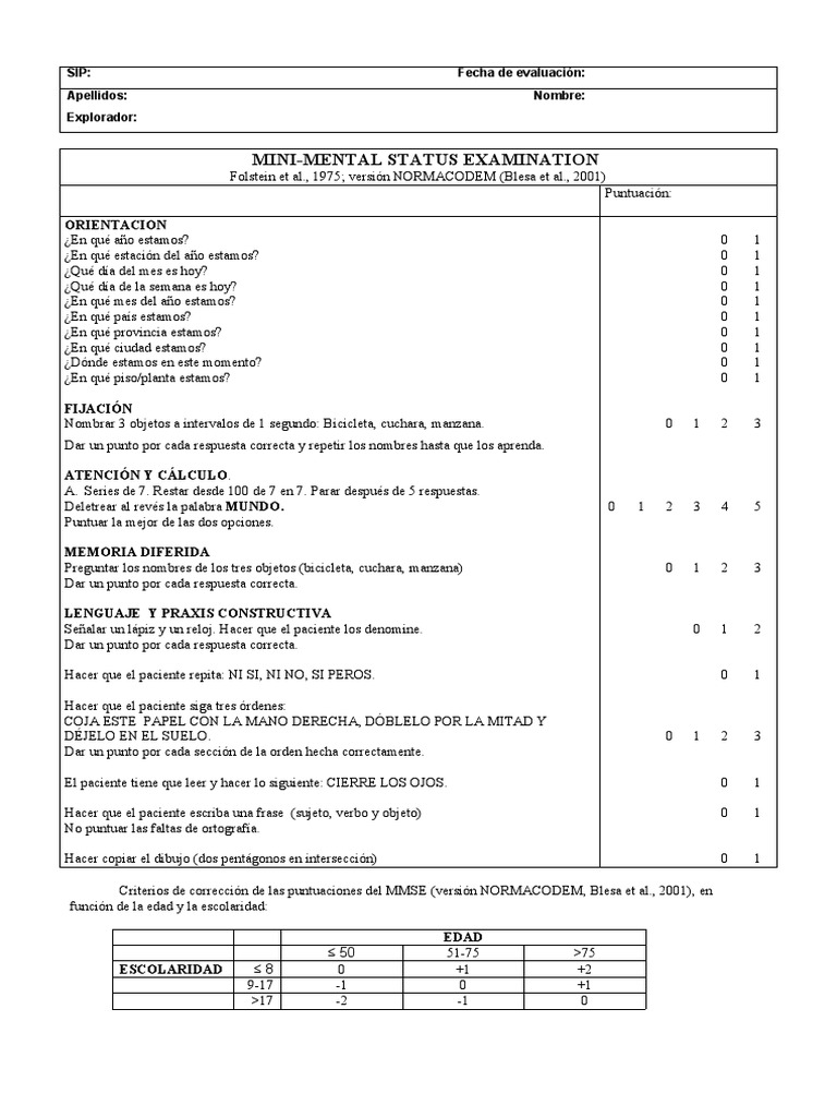 MMSE Revisado | PDF | Ciencia cognitiva