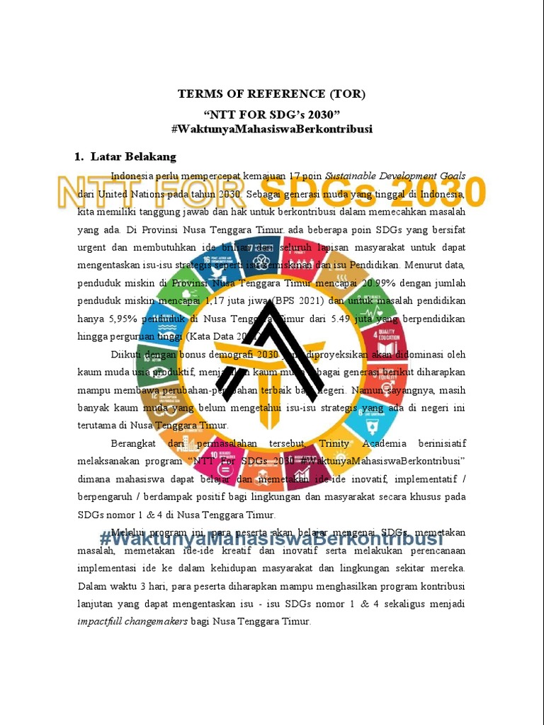 TOR NTT FOR SDGs 2030 | PDF | Karier & Perkembangan