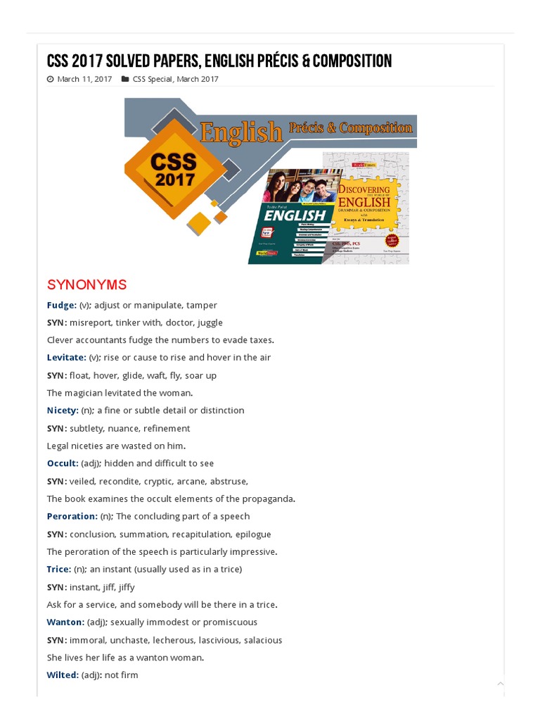 CSS 2017 Solved Papers, English Précis & Composition - Jahangir's World Times | PDF | Beauty ...