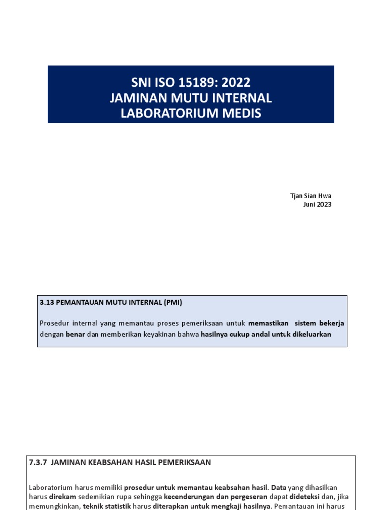 Jaminan Mutu Internal - Dr. Tjan | PDF