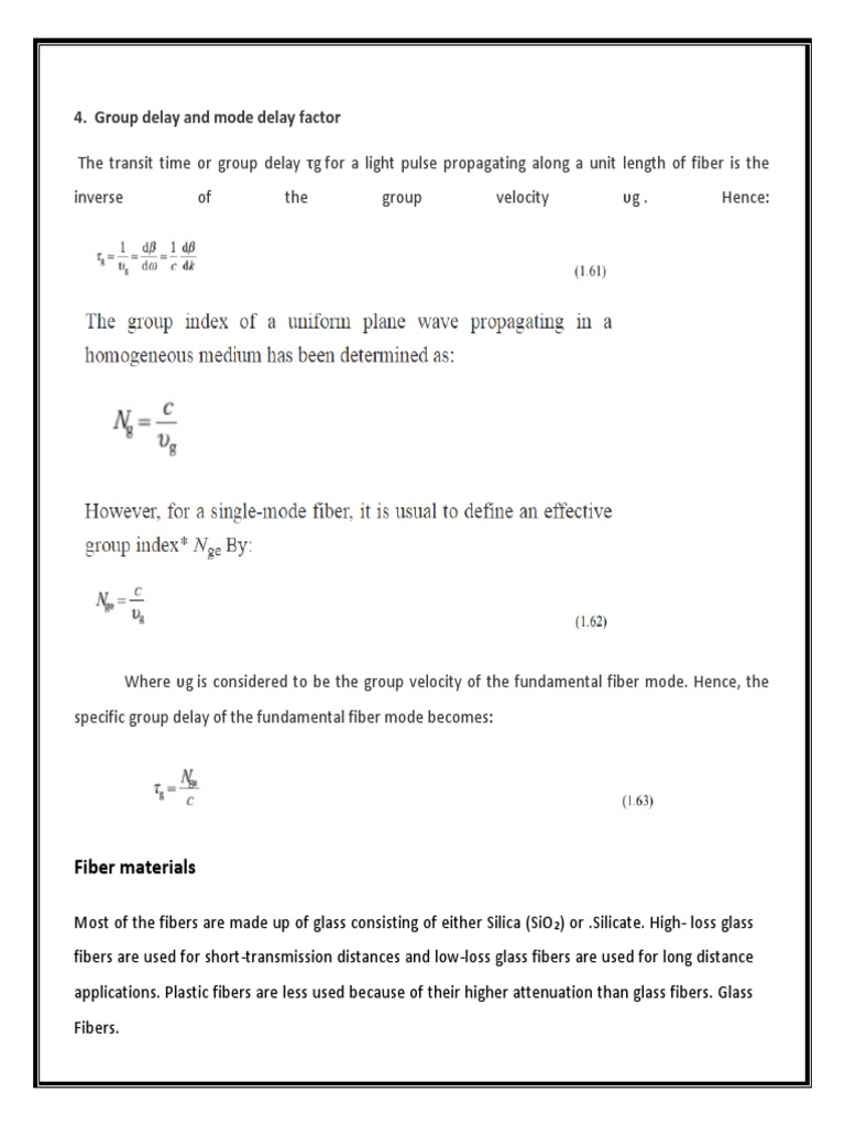 Group Delay and Mode Delay Factor: Fiber Materials | PDF | Dispersion ...