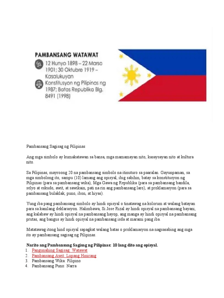 Pambansang Sagisag NG Pilipinas | PDF