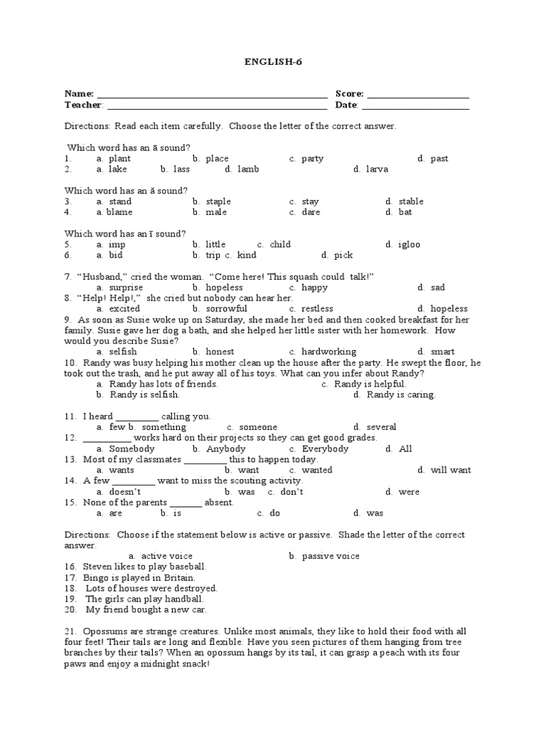 English 6 | PDF