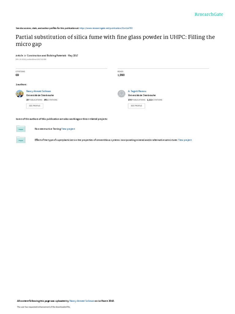 Partial Substitution of Silica Fume With Fine Glass Powder in UHPC ...