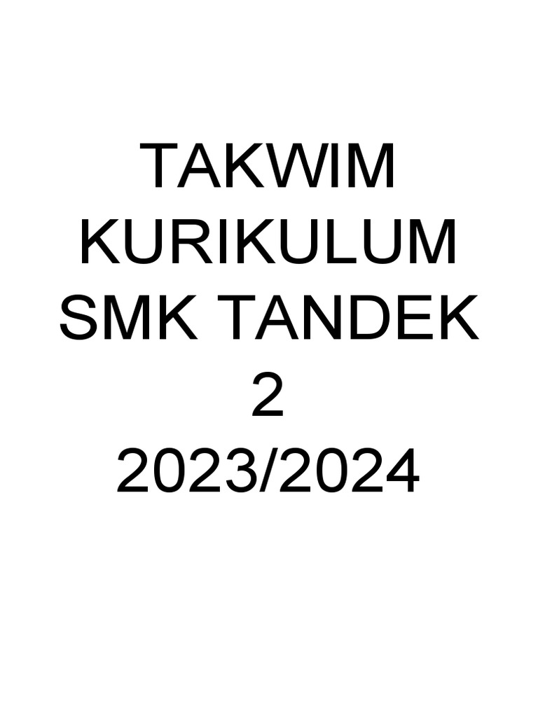 Takwim Kurikulum SMK Tandek 2 | PDF