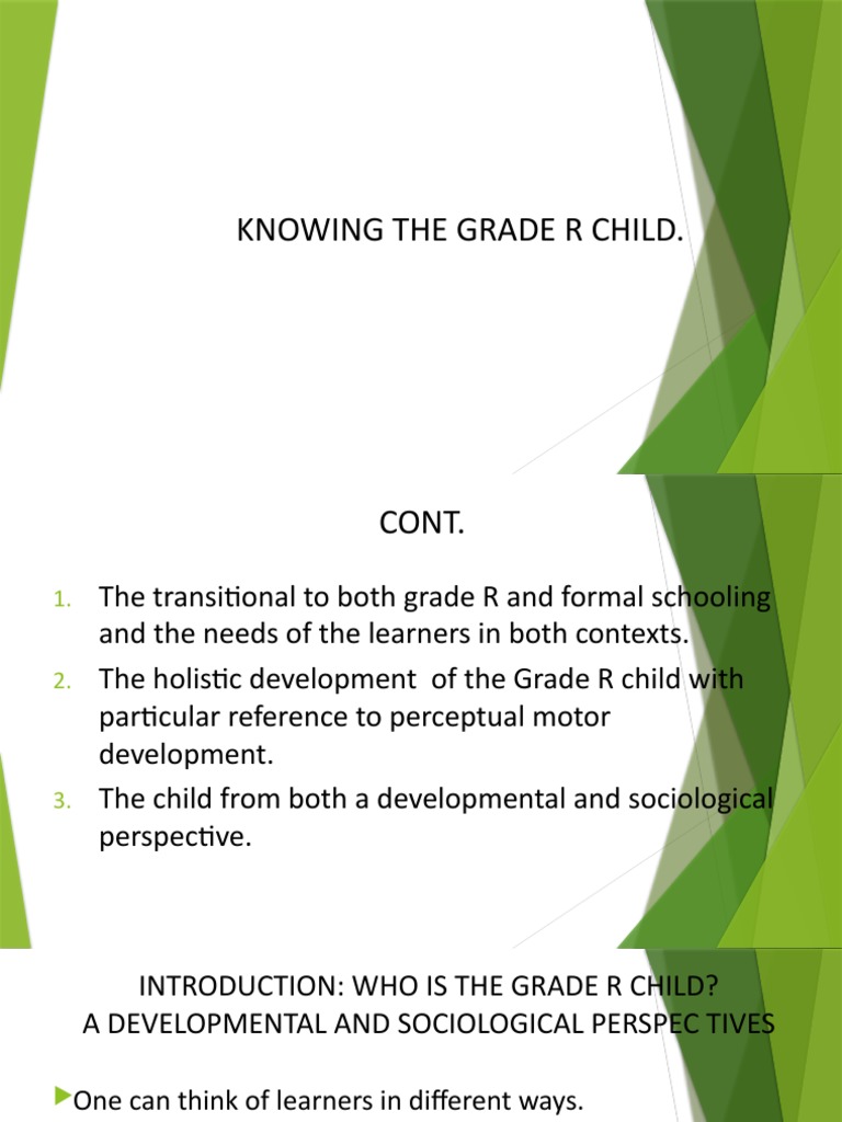 Knowing the Grade R Child | PDF | Learning | Perception