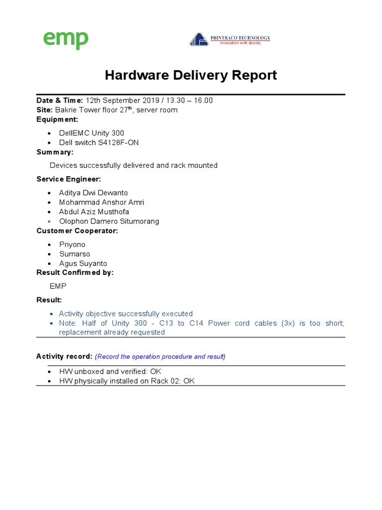 HW Delivery Report - EMP - Storage Migration | PDF | Physical Layer ...