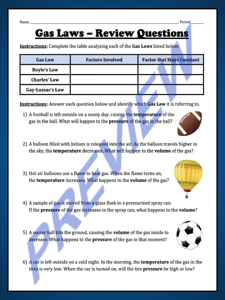 Demo Gas Laws Review Study Guide Boyles Law Charles Law Ideal Gas ...