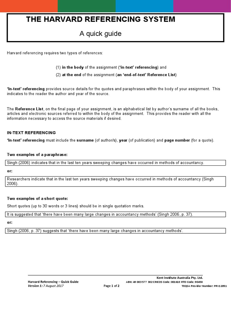 Harvard Referencing Quick Guide | PDF | Written Communication