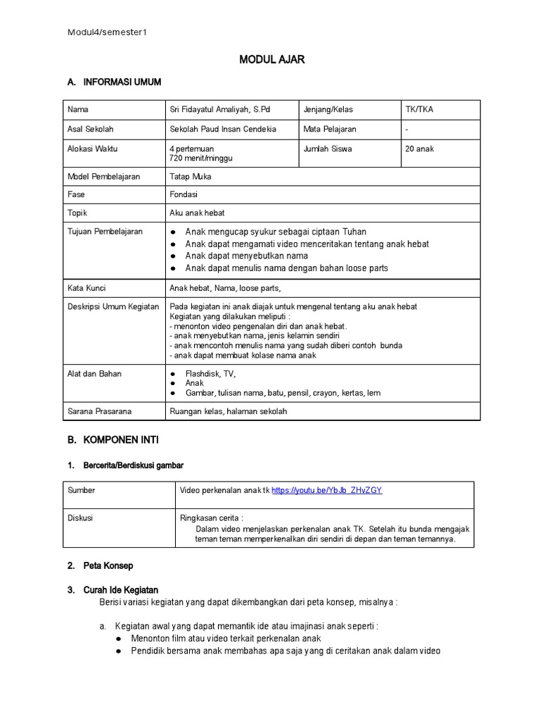 Modul Ajar Minggu 4 | PDF