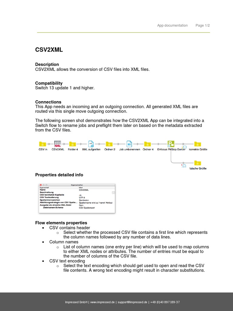 Documentation Csv2xml English | PDF | Xml | Comma Separated Values