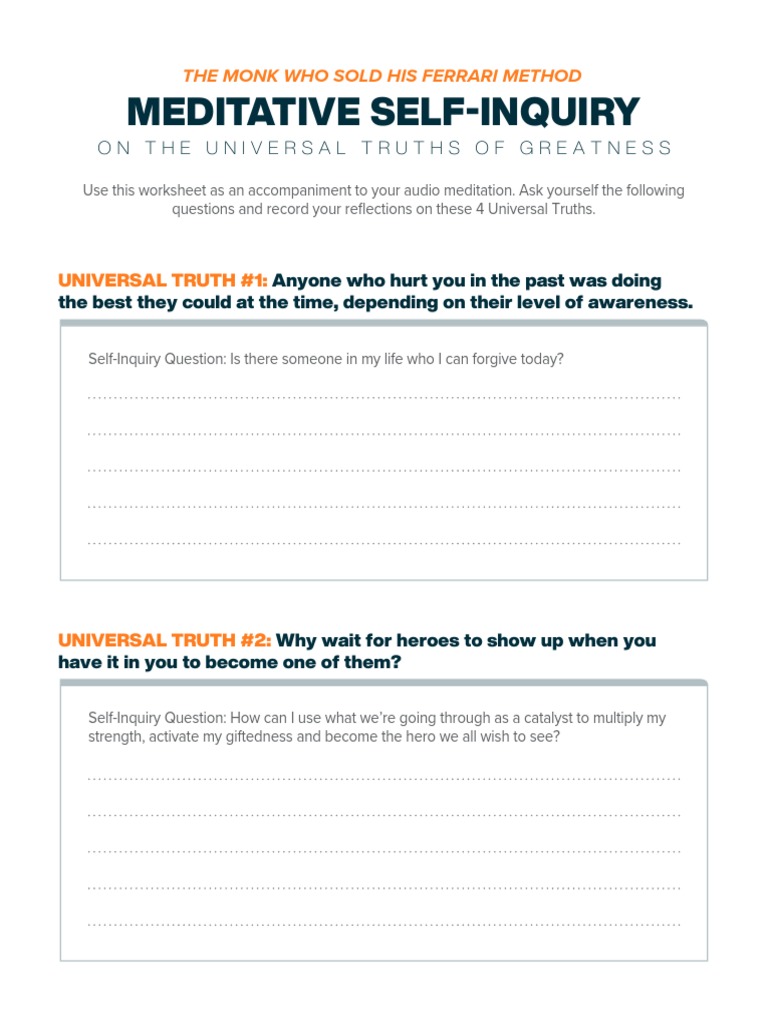 MonkM-Meditative Self Inquiry-Worksheet | PDF