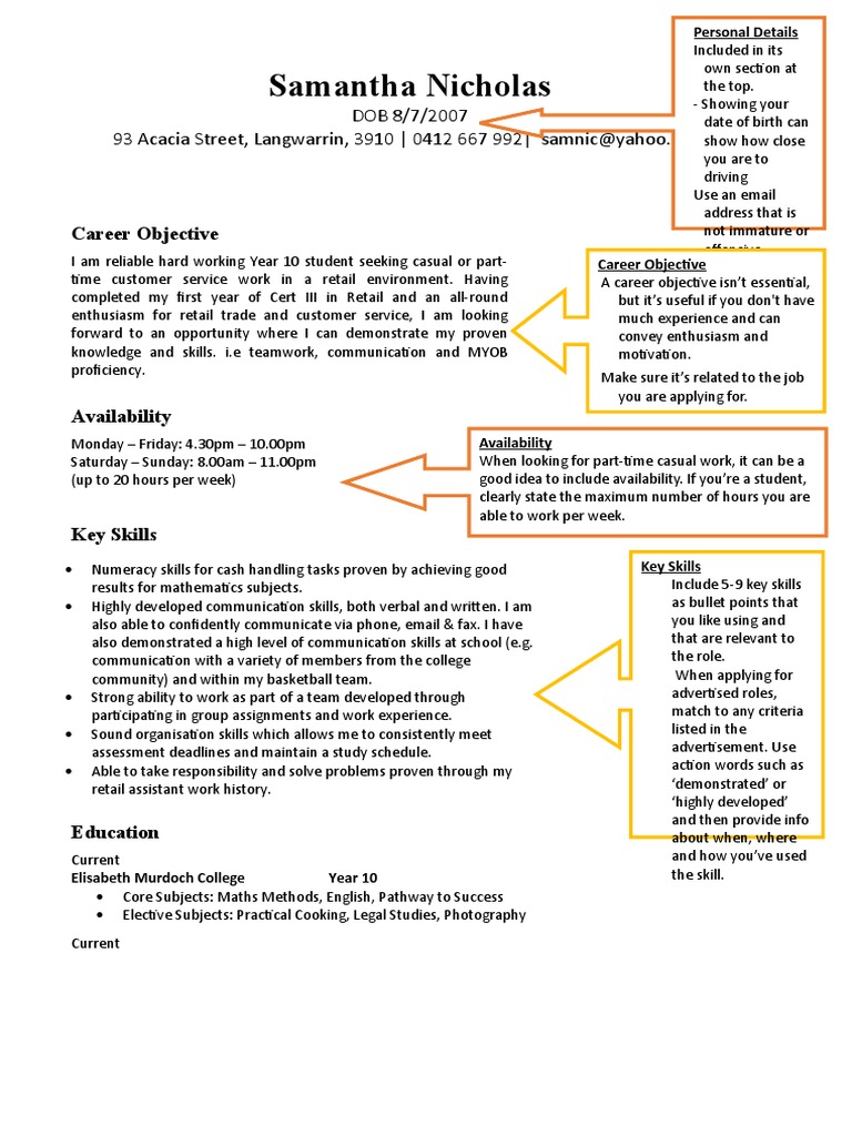 Sample Resume and Check List | PDF | Vocational Education | Retail