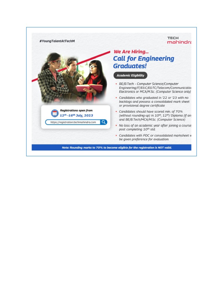 TechM Freshers Hiring | PDF