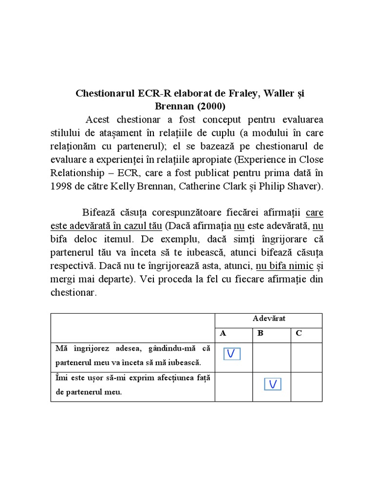 Chestionarul ECR | PDF