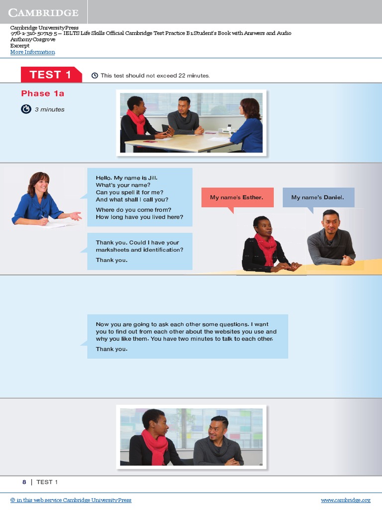 IELTS Life Skills B1 Practice Guide | PDF | International English ...