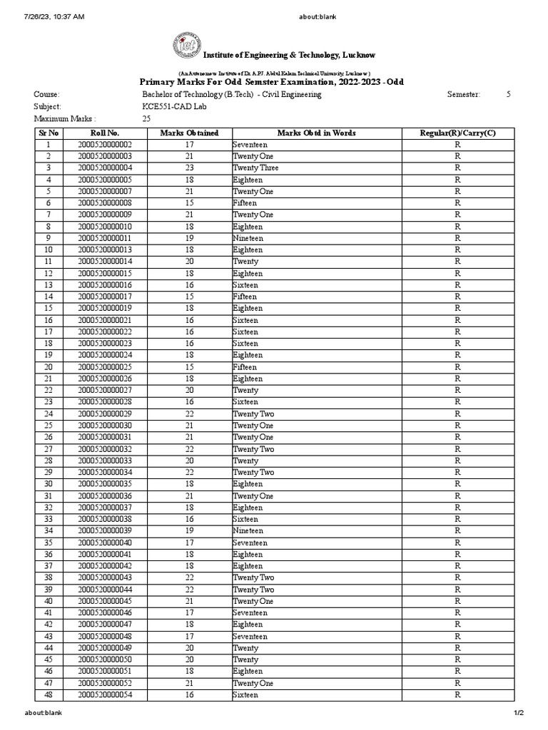 Cad Lab Btech End Sem Marks | PDF