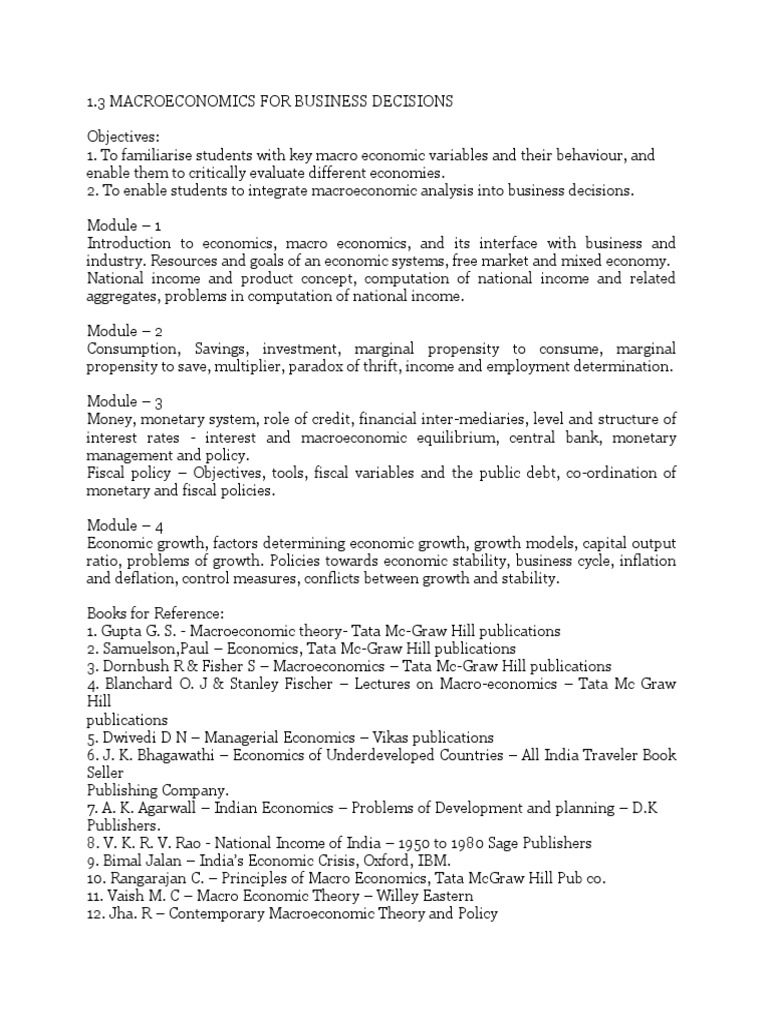 Macro Economics For Business Decisions. | PDF | Macroeconomics | Economics