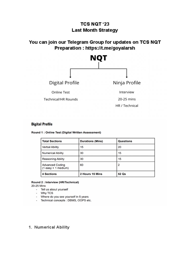 TCS NQT 23 Arsh Sheet | PDF