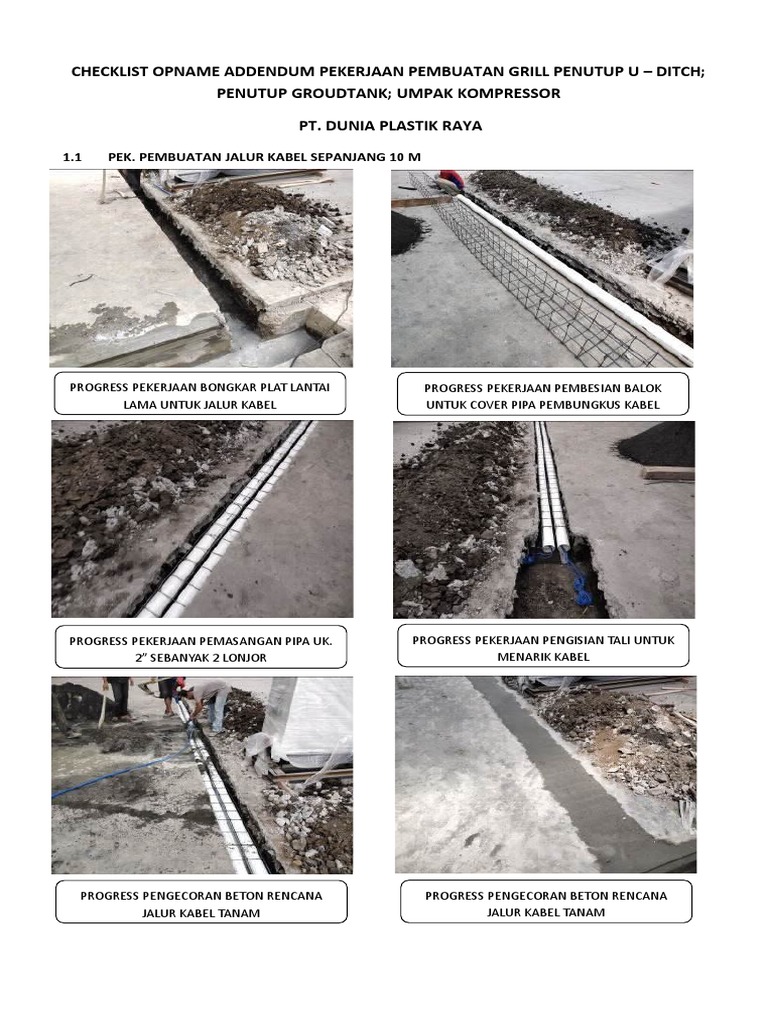 Checklist Opname Addendum Tutup U Ditch | PDF | Griya & Taman