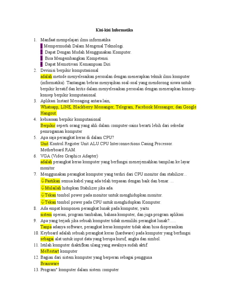 Kisi Kisi Informatika | PDF