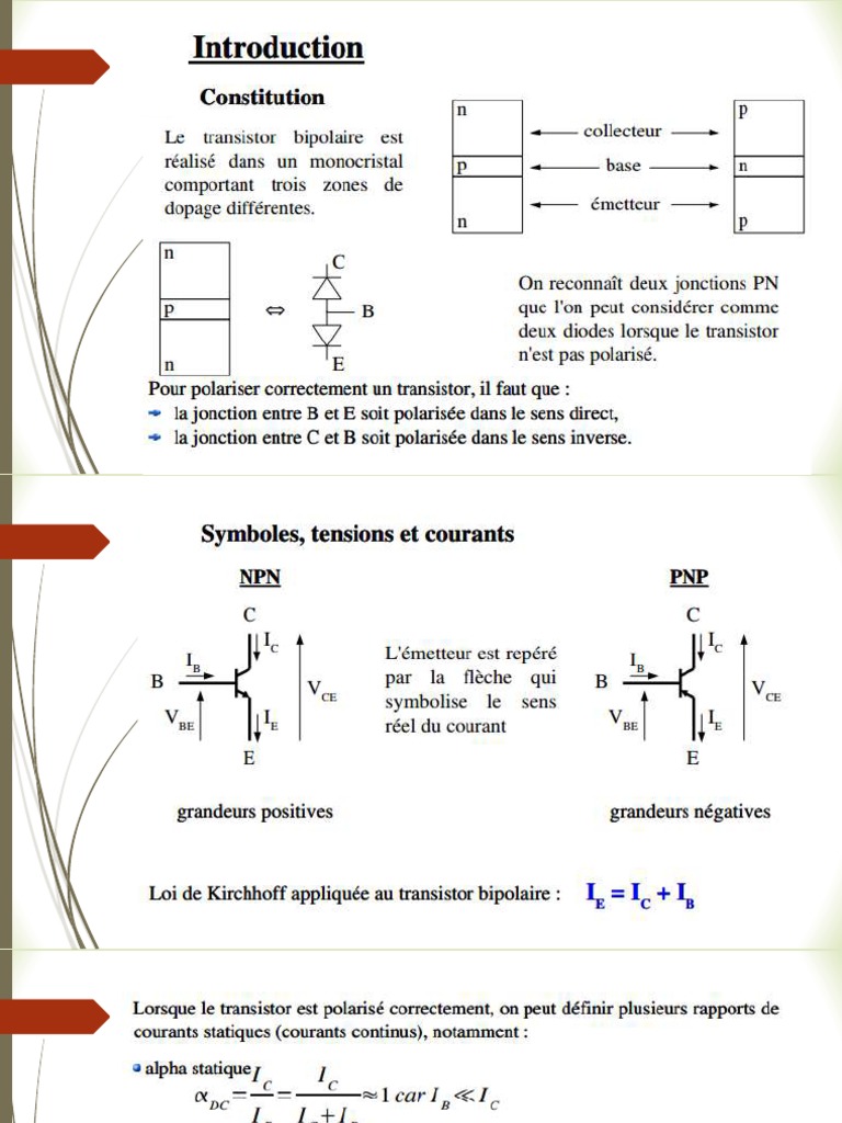 Transistor Bipolaire : Montages EC, CC, BC | PDF | Amplificateur ...