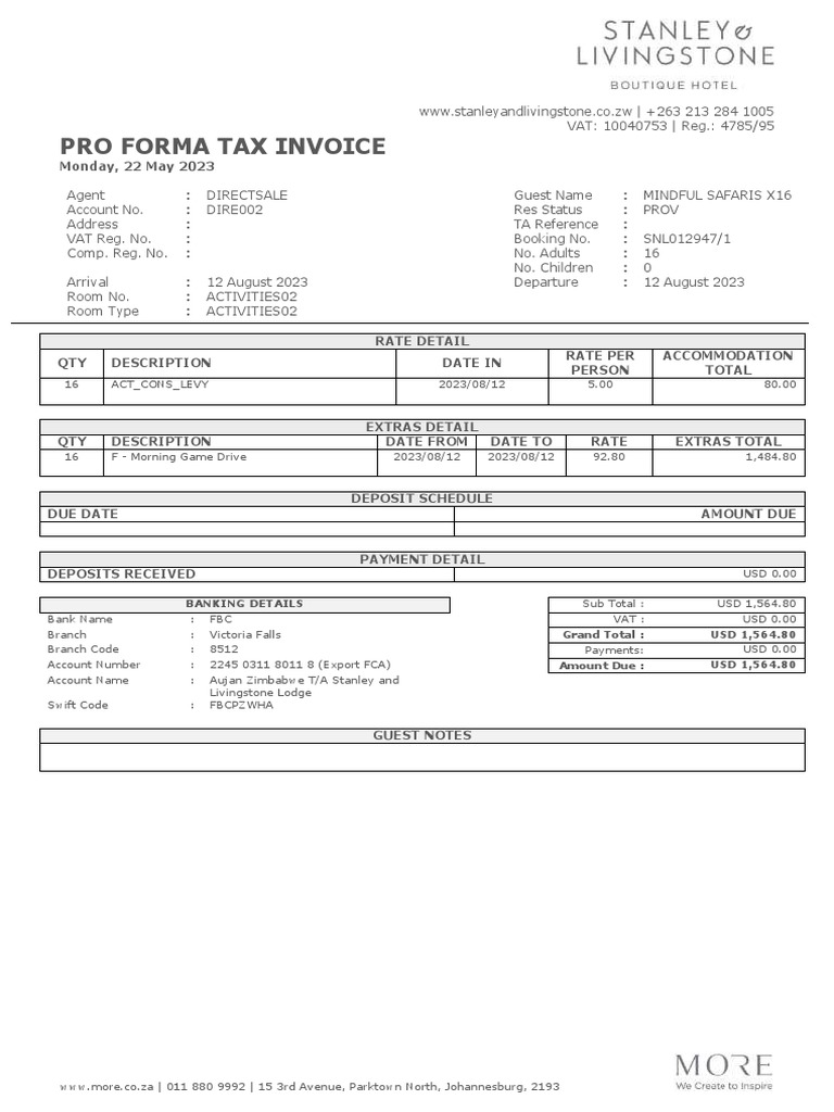 Mindful Safaris Invoice | PDF | Value Added Tax | Economies