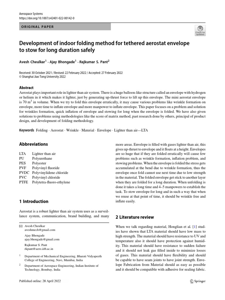 Indoor Folding Method for Aerostat Envelopes | PDF | Nylon | Textiles