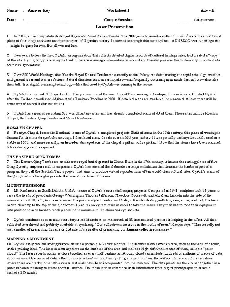 Adv B Comprehension Worksheet 01 AK | PDF | Agriculture | Organic Farming