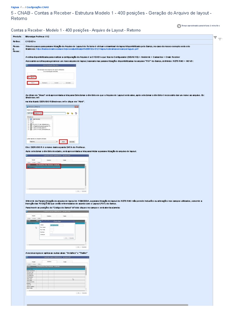 CNAB - Contas A Receber - Estrutura Modelo 1 - 400 Posições - Geração ...